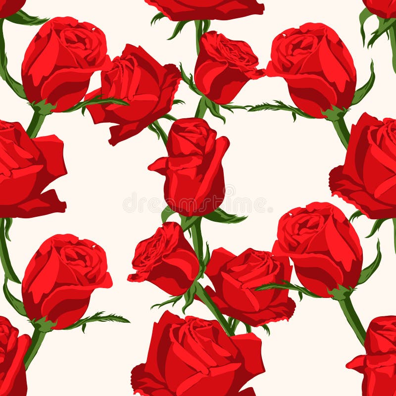 Seamless Floral Pattern with of Red Roses. Vector Illustrationseamless ...