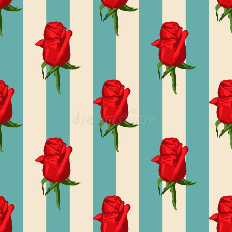 Seamless Floral Pattern with of Red Roses. Vector Illustrationseamless ...