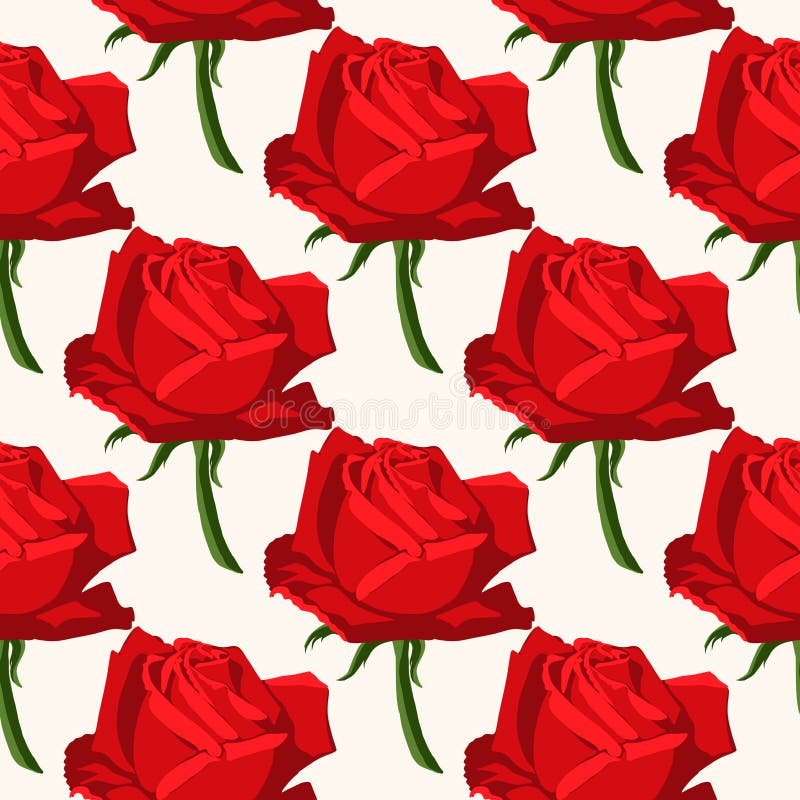 Seamless Floral Pattern with of Red Roses. Vector Illustrationseamless ...