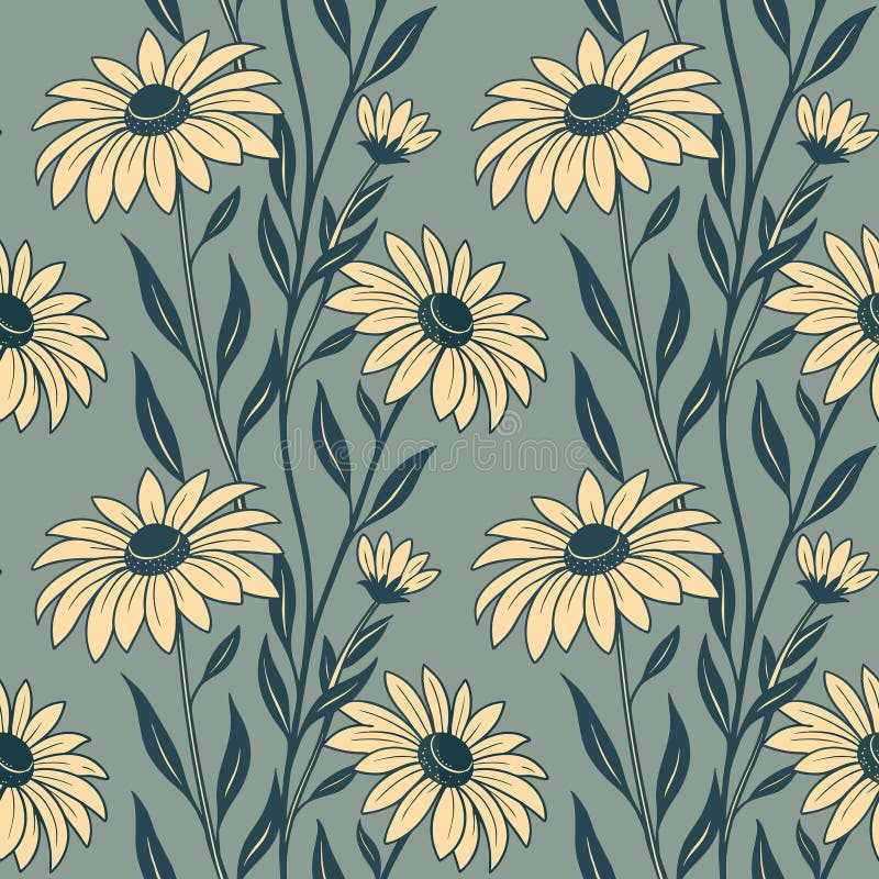 Seamless Floral Pattern with Repeating Blue Morning Glory Flowers and ...