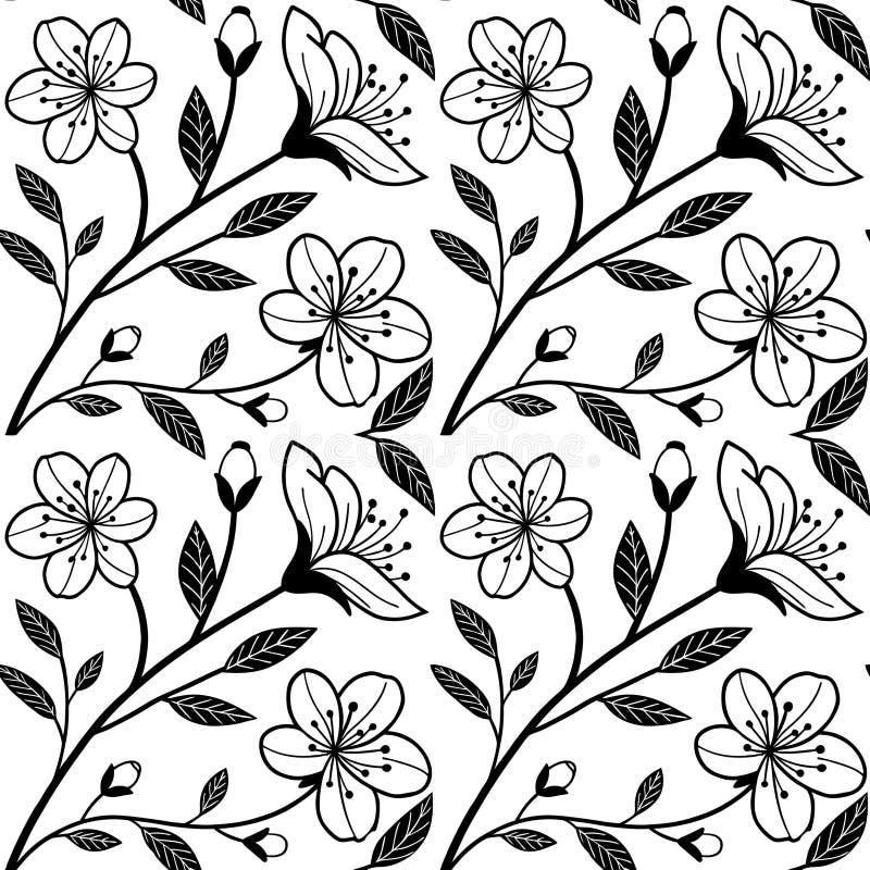 Seamless Floral Pattern with Repeating Blue Morning Glory Flowers and ...
