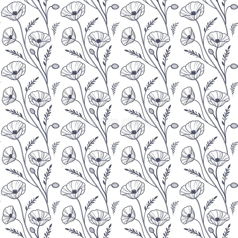 Seamless Floral Pattern with Repeating Blue Morning Glory Flowers and ...