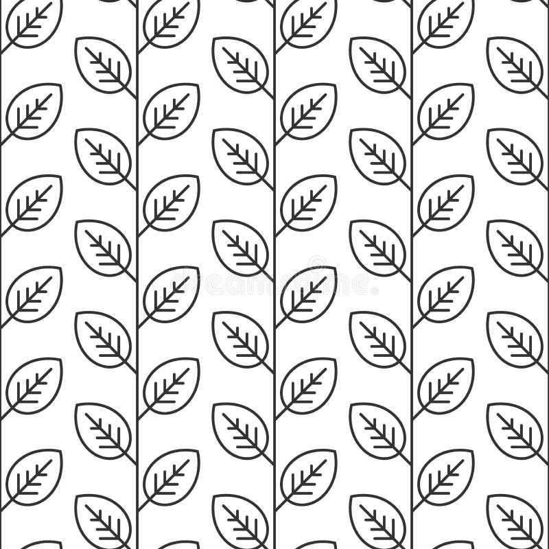 Seamless Floral Pattern. Repeating Texture of Leaf Outline on White ...