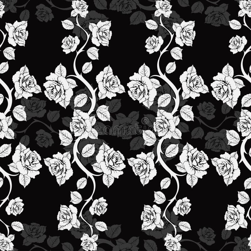 Black White Roses Pattern Stock Illustrations – 14,252 Black White ...