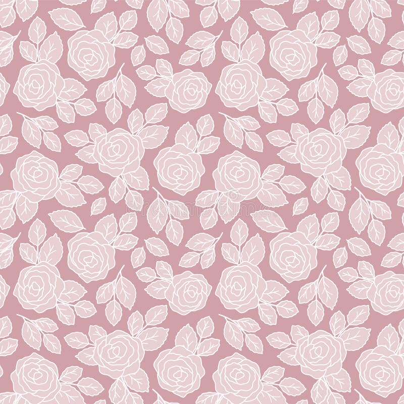 Seamless Floral Pattern with Roses Hand Drawn, Silhouette. Stock Vector ...