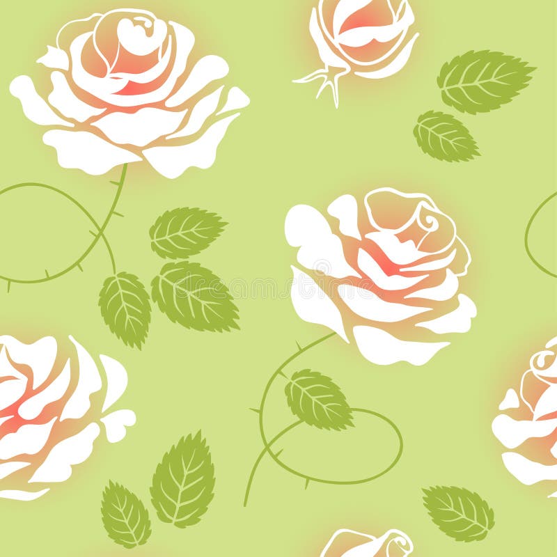 Seamless Garden Rose Pattern Stock Vector - Illustration of petal ...