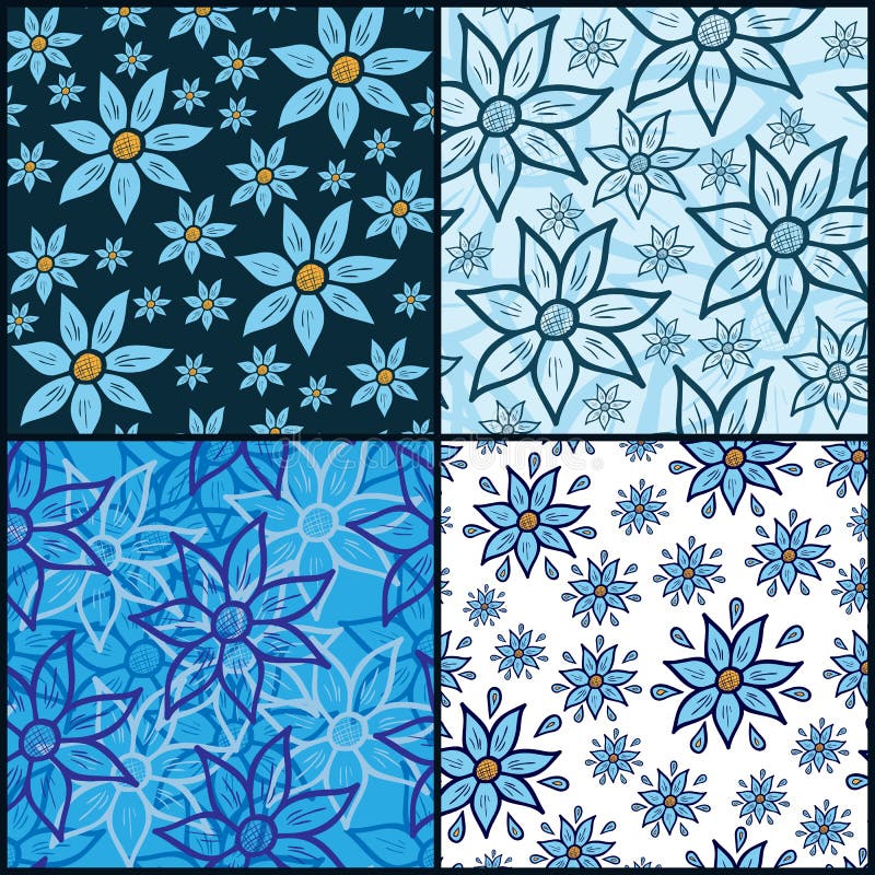 Seamless Floral Pattern Set Stock Vector - Illustration of decorative ...