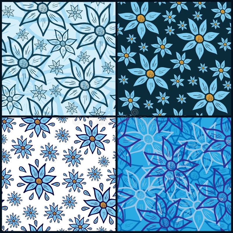 Seamless Floral Pattern Set Stock Vector - Illustration of flower ...