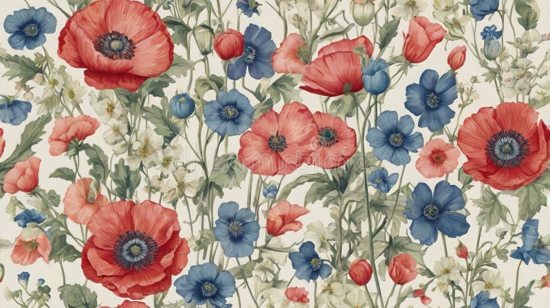 Seamless Floral Pattern stock illustration. Illustration of wallpaper ...