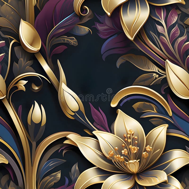 Seamless Floral Pattern with a Touch of Opulence. Stock Illustration ...