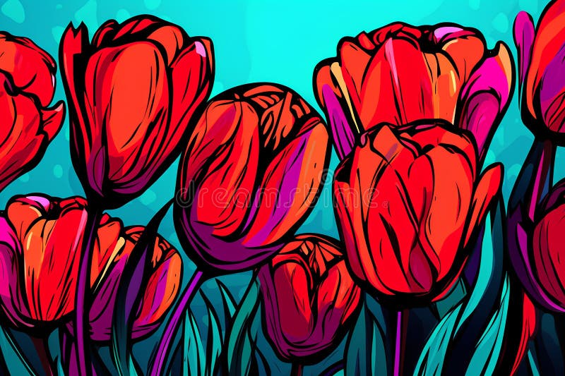 Seamless Floral Pattern with Tulips. Vector Illustration Stock ...
