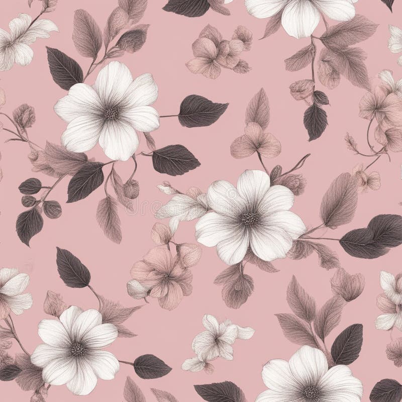 Seamless Floral Pattern on Uniform Background Stock Illustration ...