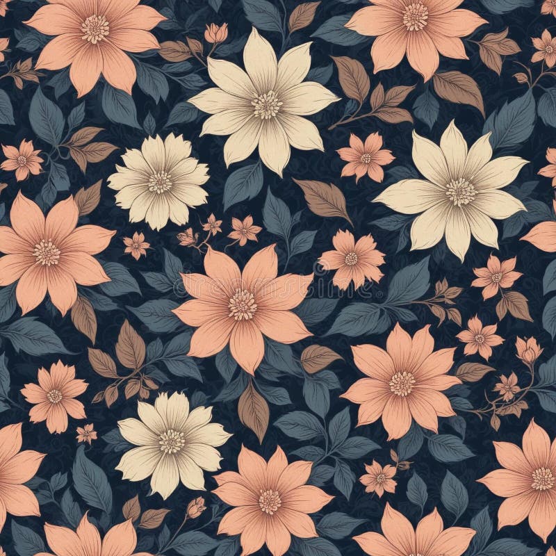 Seamless Floral Pattern on Uniform Background Stock Illustration ...
