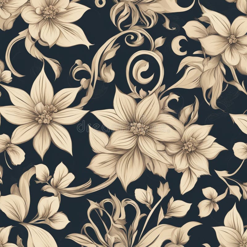 Seamless Floral Pattern on Uniform Background Stock Illustration ...