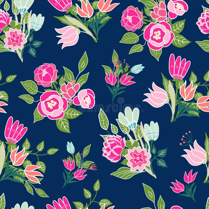 Seamless Floral Pattern Vector Background Stock Vector - Illustration ...