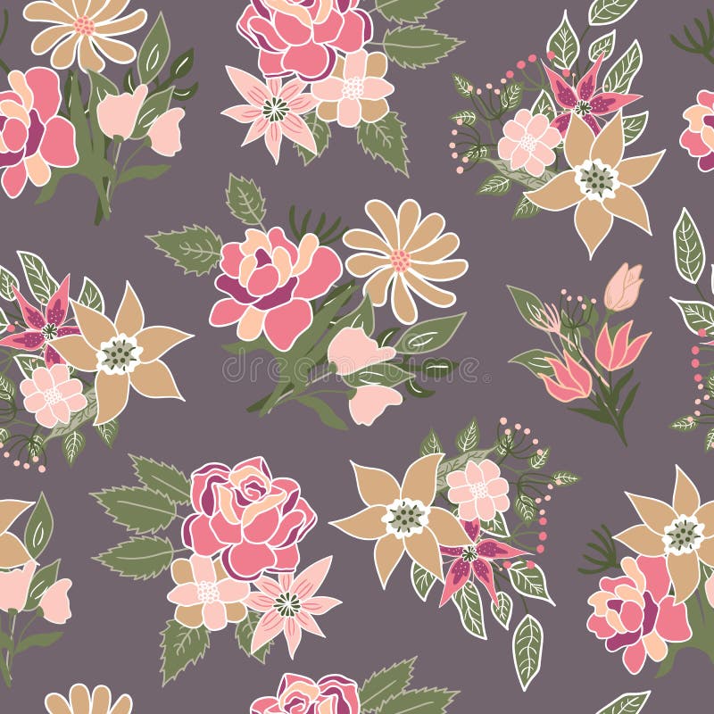 Seamless Floral Pattern Vector Background Stock Vector - Illustration ...