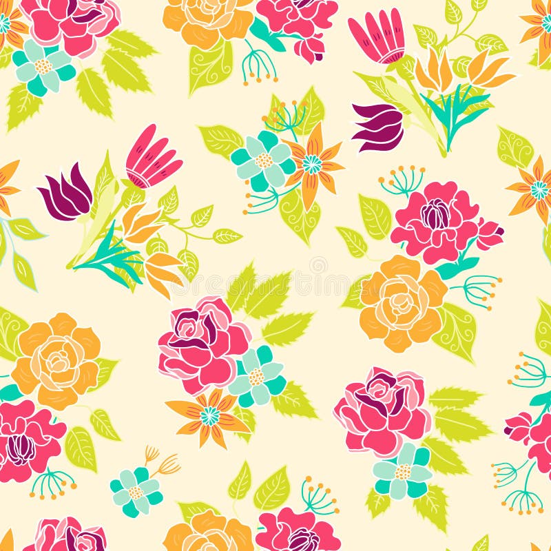 Seamless Floral Pattern Vector Background Stock Vector - Illustration ...