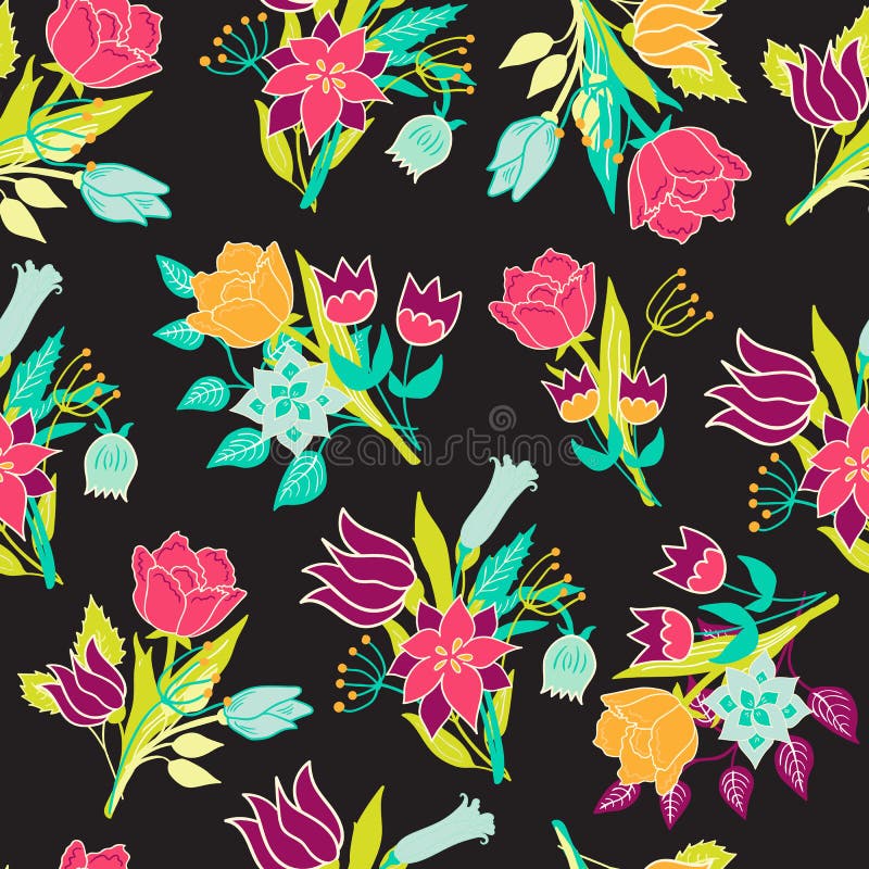 Seamless Floral Pattern Vector Background Stock Vector - Illustration ...
