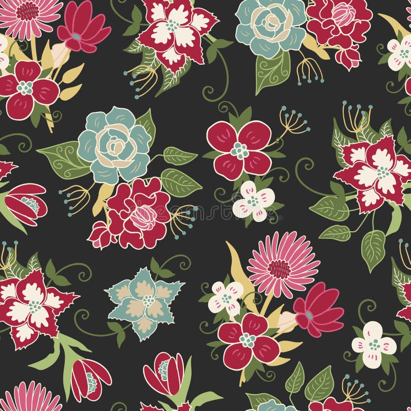 Seamless Floral Pattern Vector Background Stock Vector - Illustration ...