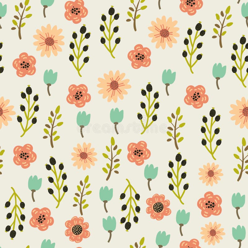 Seamless floral pattern stock vector. Illustration of element - 91078998