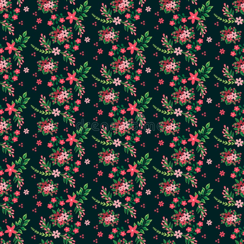 Seamless Floral Pattern in Vector Stock Vector - Illustration of leaf ...