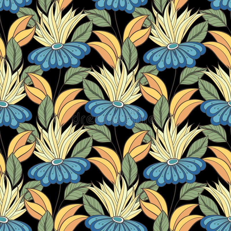 Seamless Floral Pattern (Vector) Stock Vector - Illustration of grasses ...