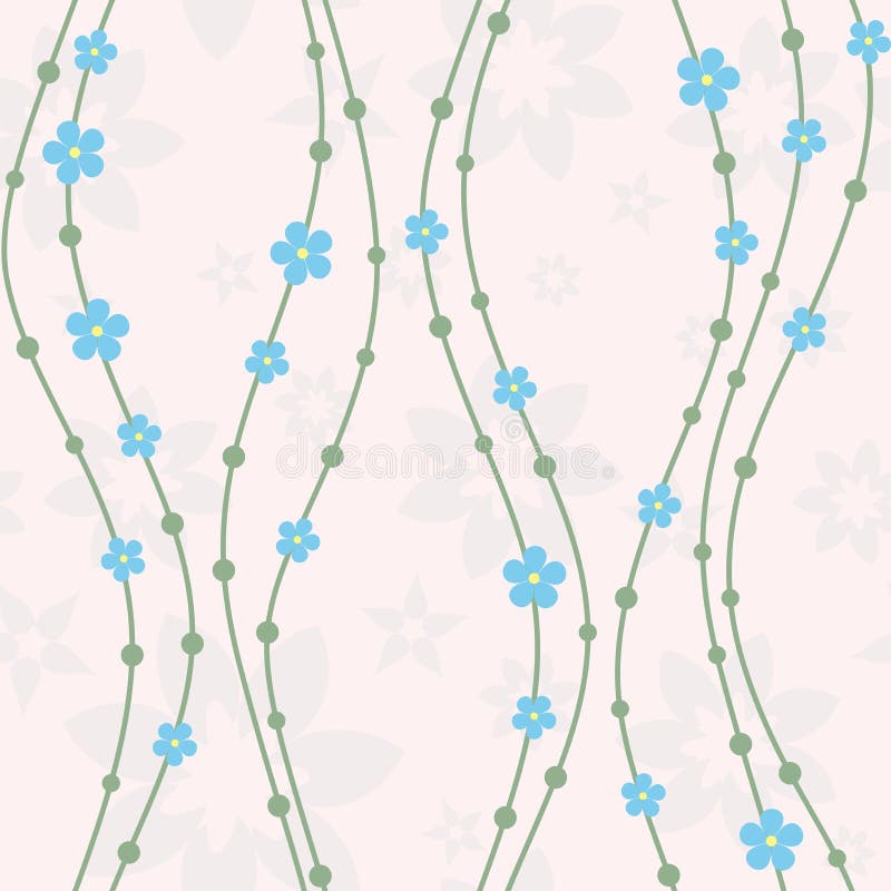 Seamless Floral Pattern with Vertical Waves, Vector Stock Vector ...
