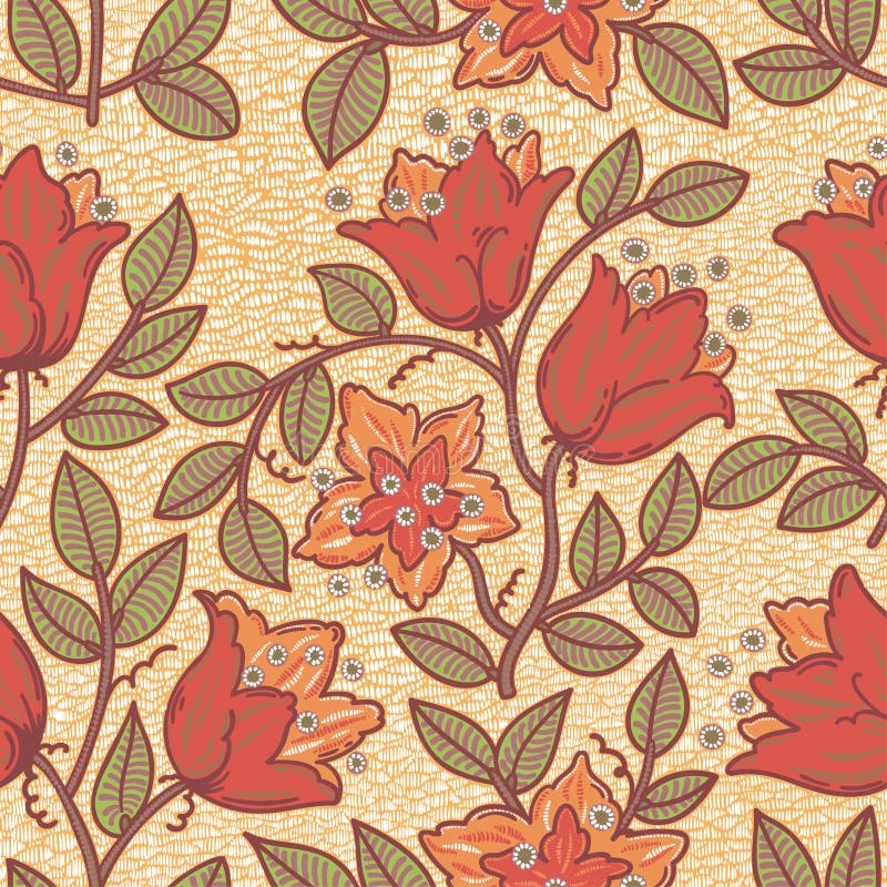 Seamless Floral Pattern. Vintage Summer Print for Textiles. Vector ...