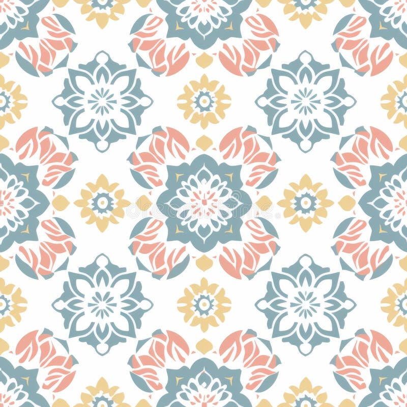 Seamless Floral Pattern Wallpaper Design with Pastel Shades Stock Image ...