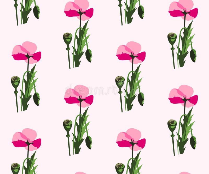 Seamless Floral Pattern with Wild Poppy Ornamental Decorative ...
