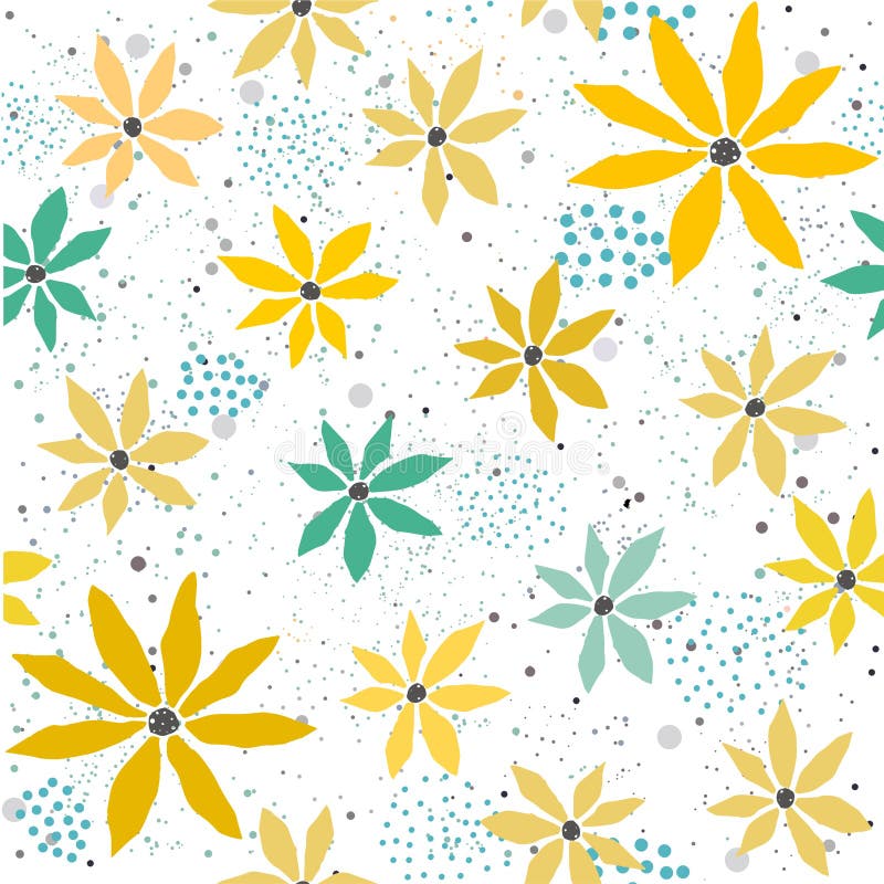 Seamless Floral Pattern with Yellow Flowers on Subtle Background Stock ...