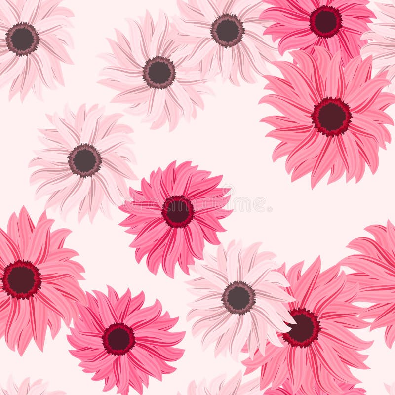 Seamless Floral Patterned Background, Large Pink Flowers Stock ...