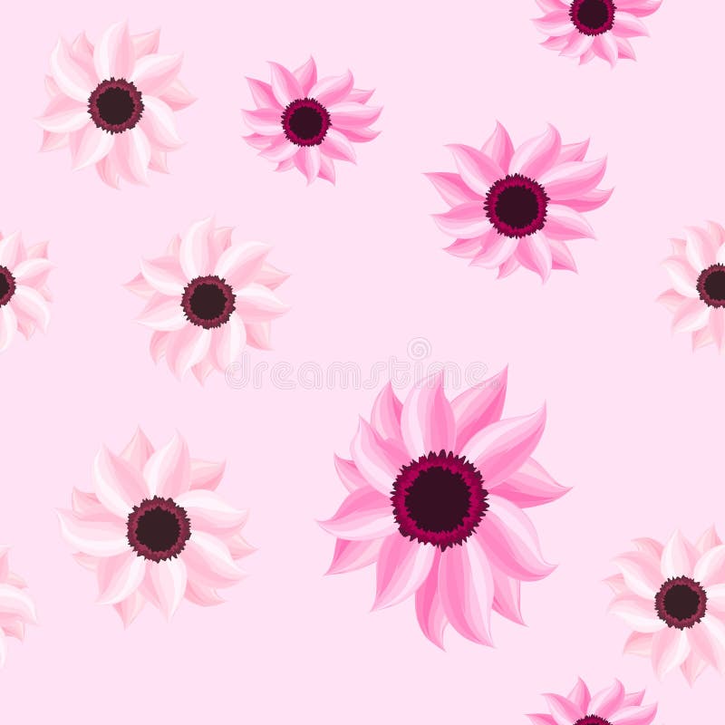 Seamless Floral Patterned Background, Large Pink Flowers Stock ...