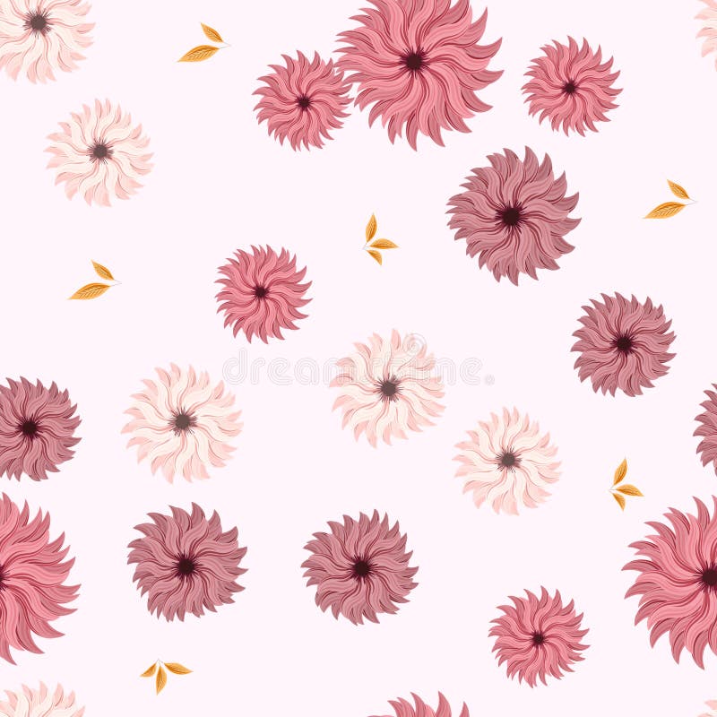 Seamless Floral Patterned Background, Leaves and Pink Flowers Stock ...