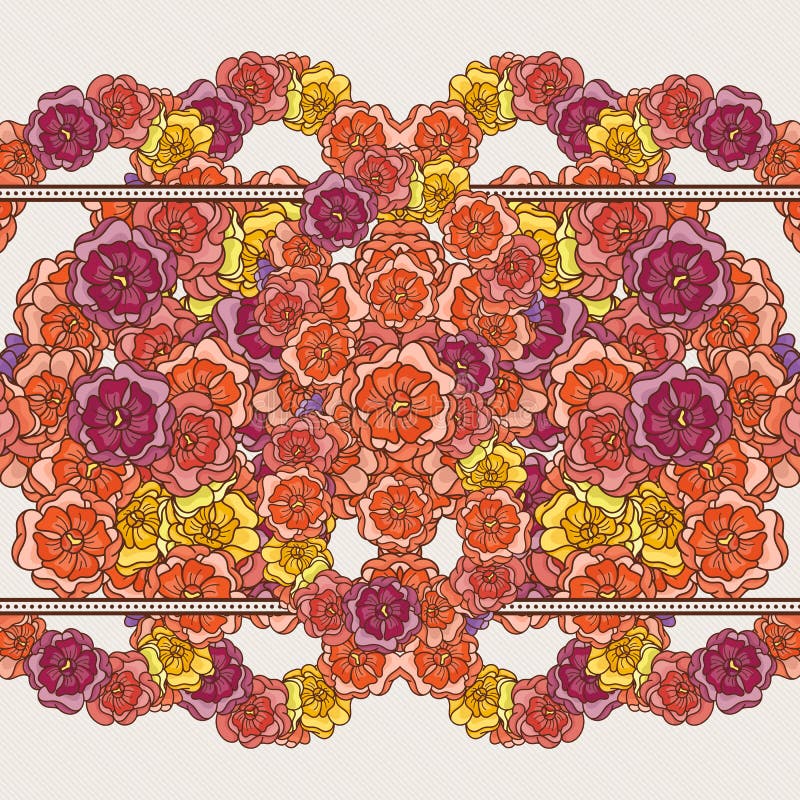 Seamless Floral Patterned Boeder with Flowers. Stock Vector ...