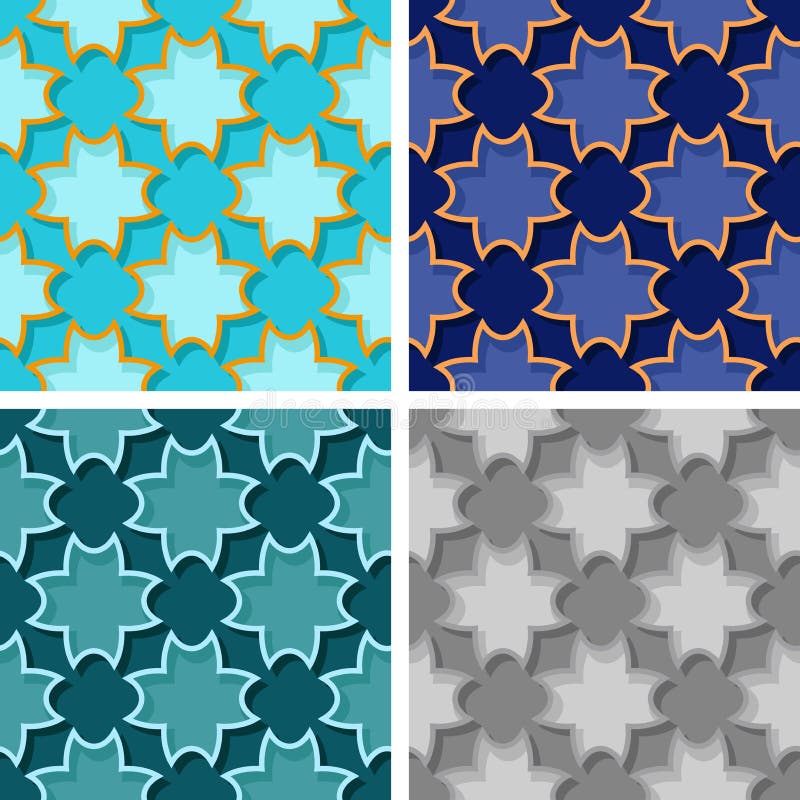 Seamless Floral Patterns. Set of Colored 3d Backgrounds Stock Vector ...