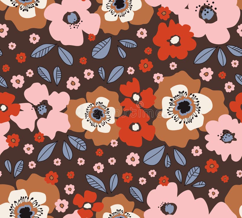 Seamless Floral Retro Pattern Stock Vector - Illustration of texture ...