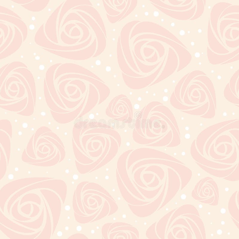 Abstract Flat Roses and Leaves Subtle Pink and Blue Seamless Vector ...