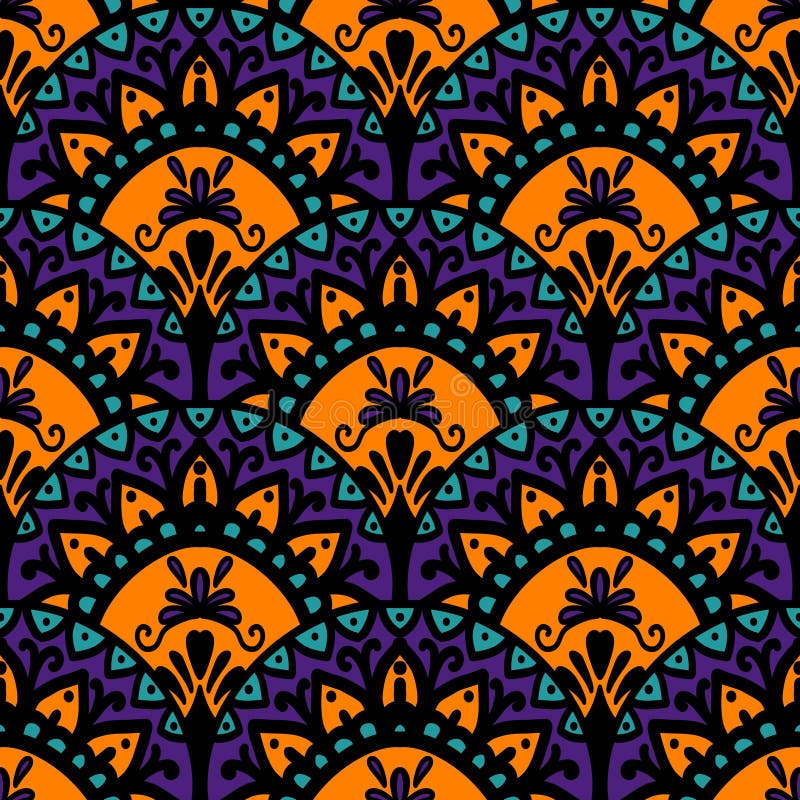 Seamless Floral Scribble Pattern Background Stock Illustration ...