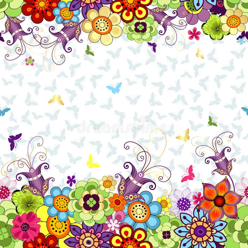 Seamless Floral Spring Pattern Stock Vector - Illustration of golden ...