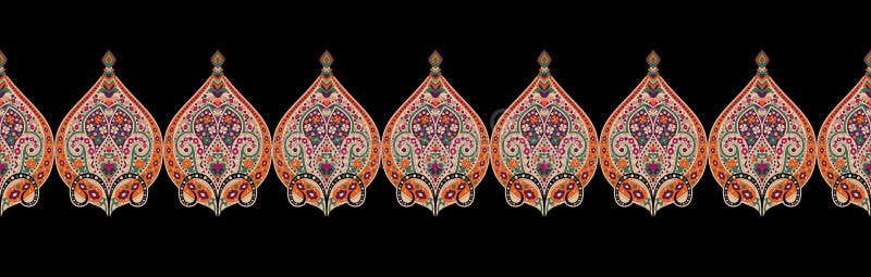 Seamless Floral Vector Motif Border Design. Vintage Vector Floral ...