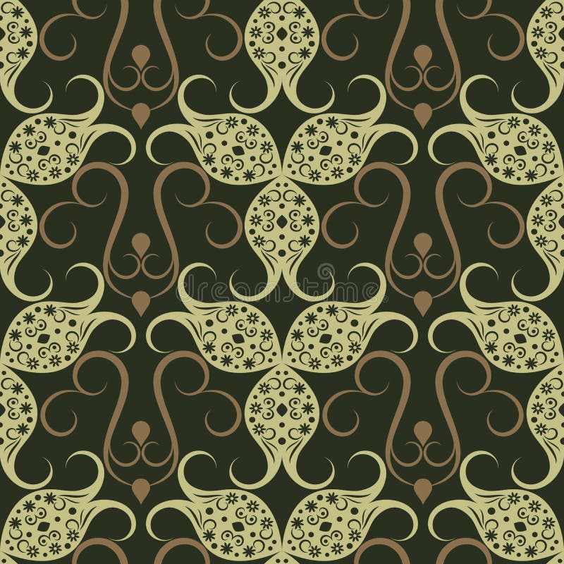 Seamless Floral Vector Pattern. Stock Vector - Illustration of retro ...