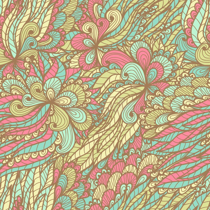 Seamless Floral Vintage Fantasy Pattern Stock Vector - Illustration of ...