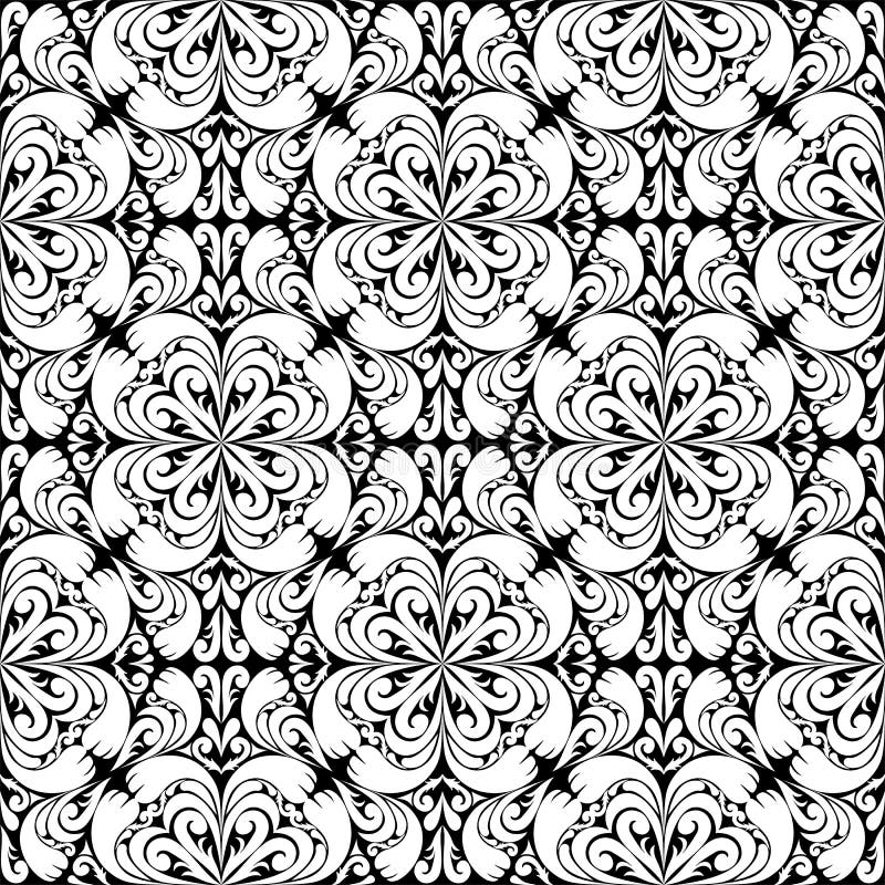 Seamless Floral Wallpaper for Design - White on Black Stock Vector ...