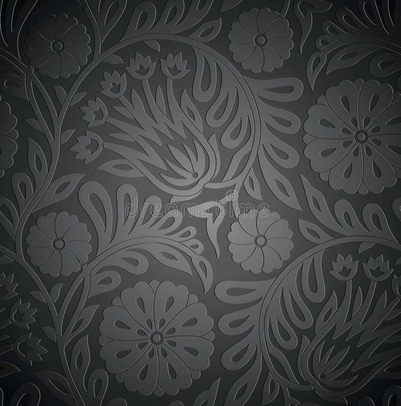 Seamless Floral Wallpaper with Emboss Effect Stock Vector ...