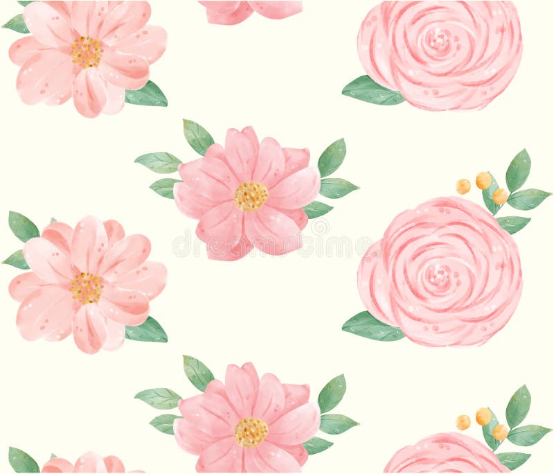 Seamless Floral Watercolor Flower Pattern Background Hand Drawn ...