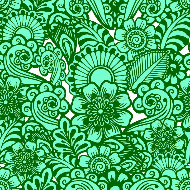 Seamless Floral Yellow Green Pattern of Stylized Elements with Green ...