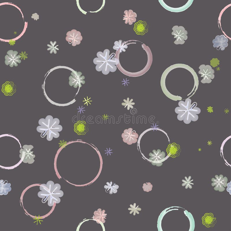 Seamless Flower and Circles Pattern. Stock Vector - Illustration of ...