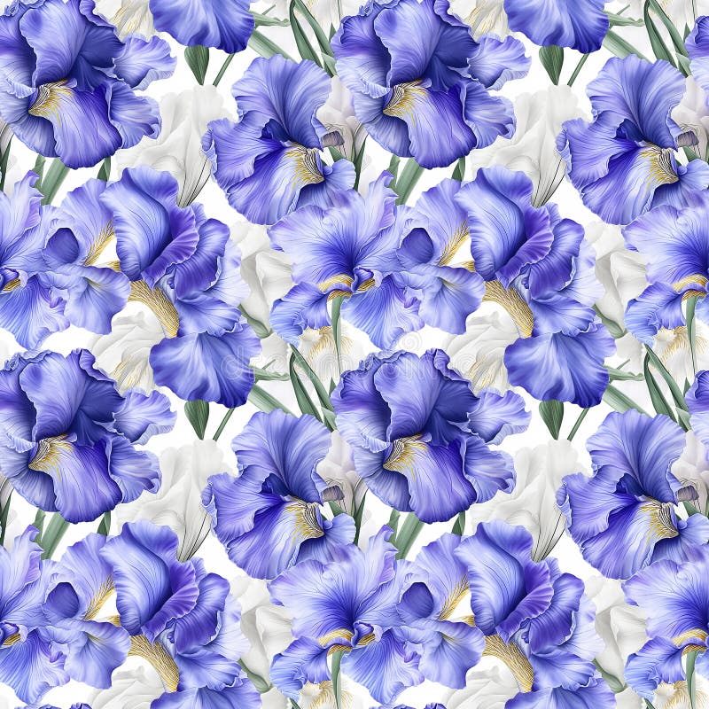 Seamless Flower Irises Pattern Background. Ai Generative Stock ...