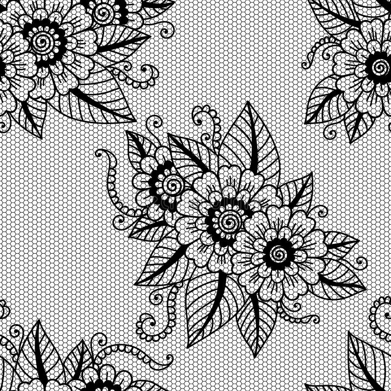 Seamless Flower Lace Pattern Stock Illustration - Illustration of ...